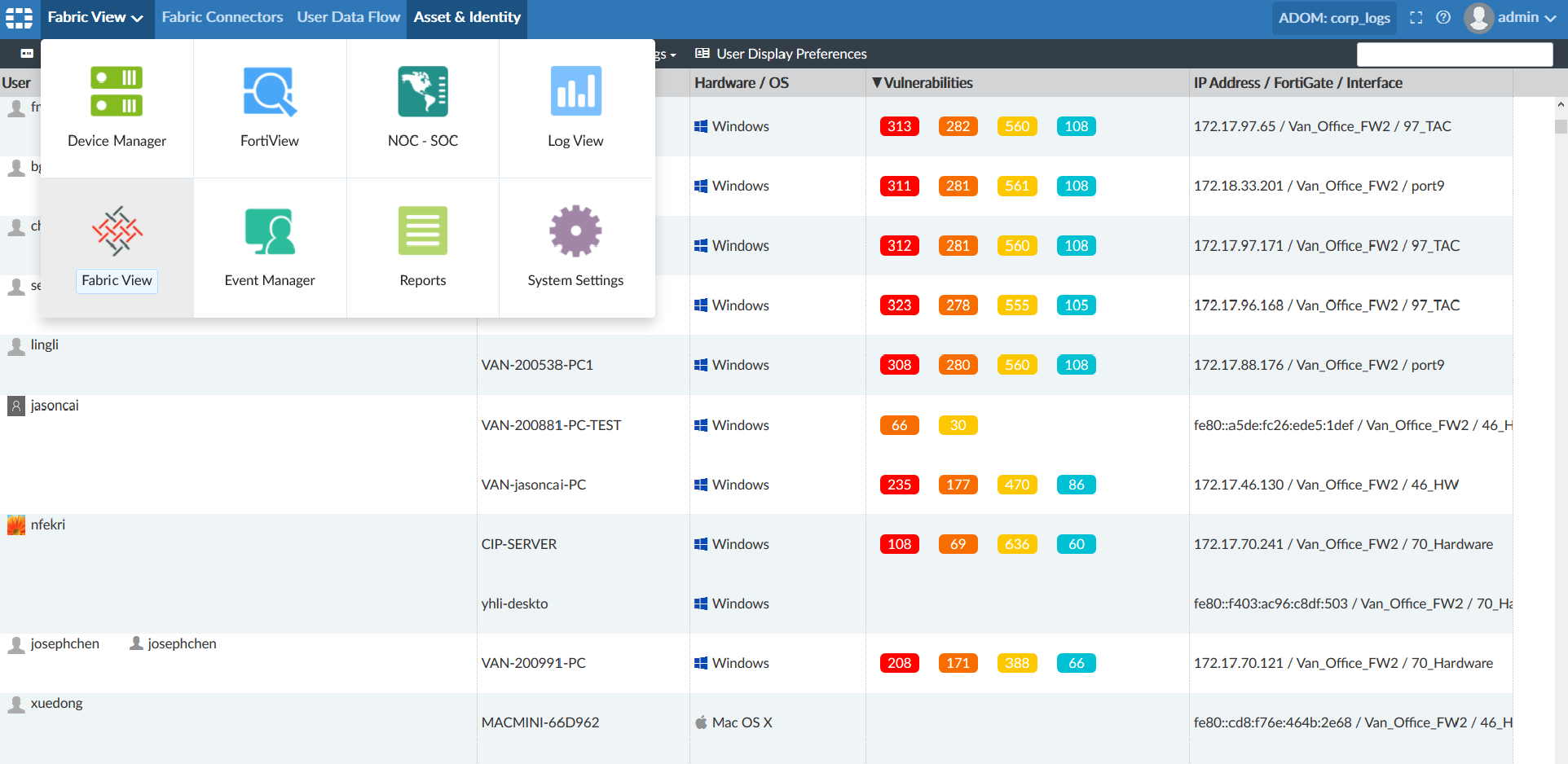 Asset & Identity Center | FortiAnalyzer 6.2.0 | Fortinet Document Library